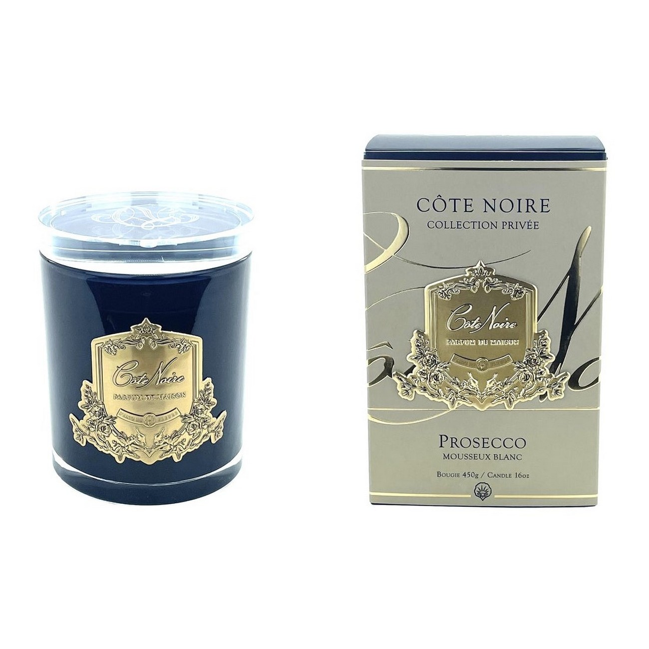 Cote Noire - Prosecco Candle Gold Crest w/Crystal Lid 450g | Peter's of ...