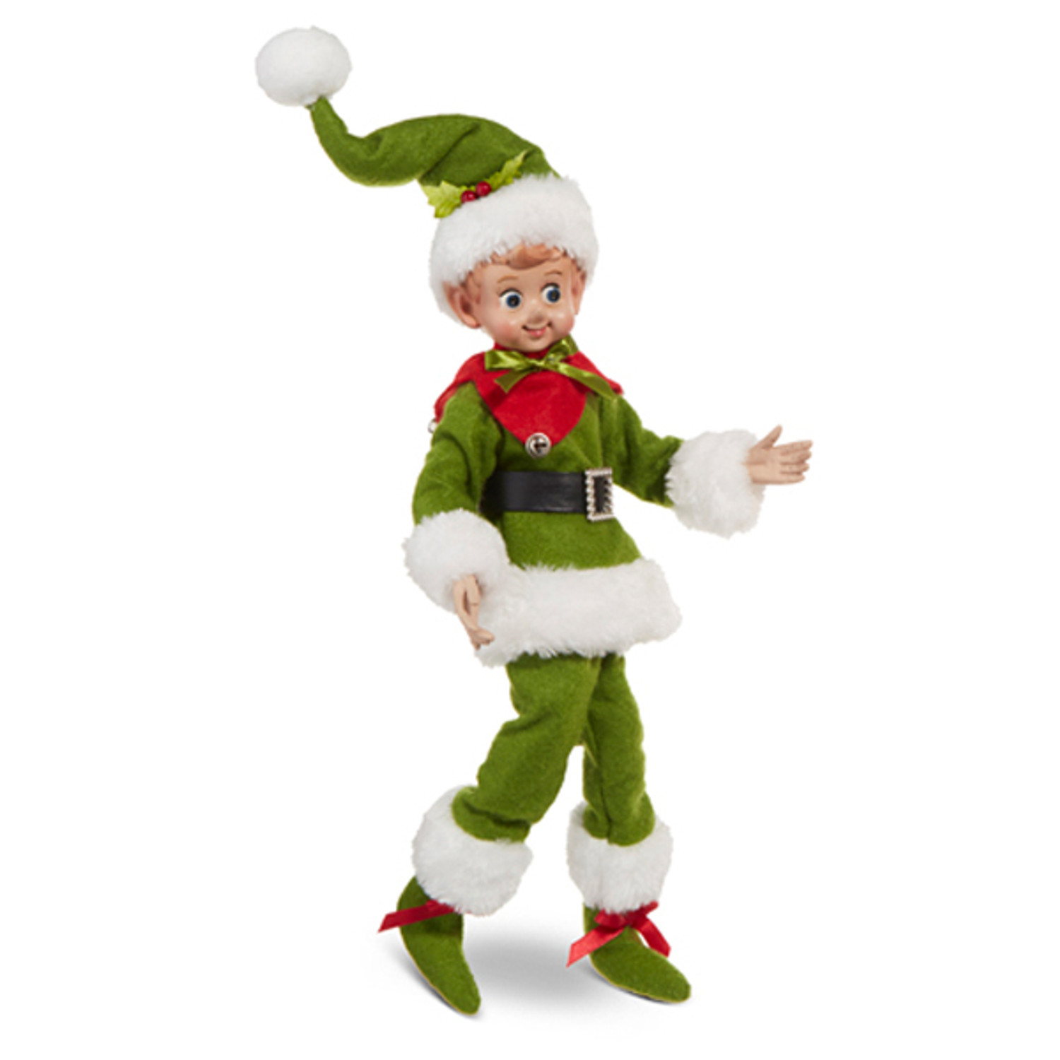 Raz - Vintage Posable Elf Red/Green 40cm Assorted | Peter's of Kensington