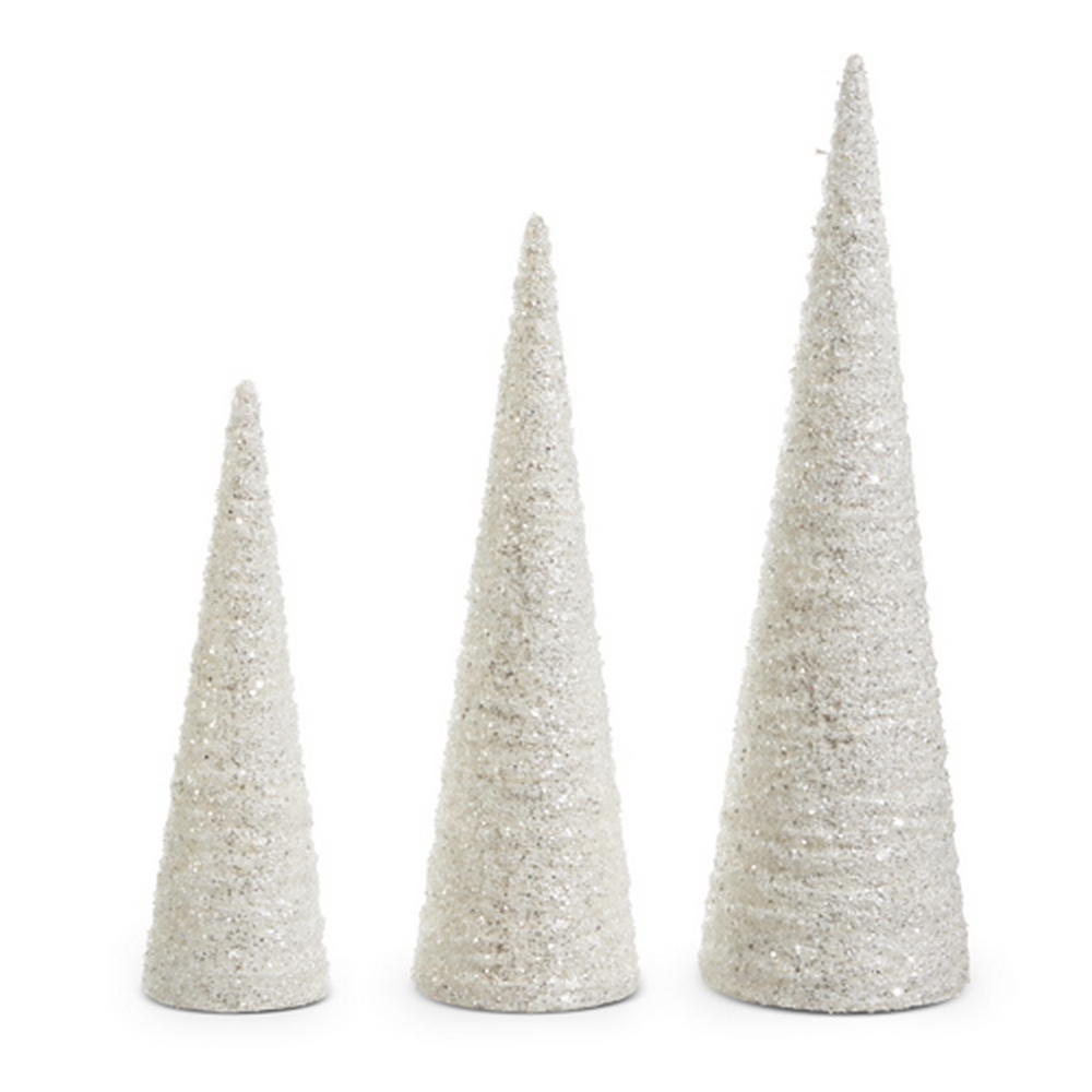 Raz - Glittered White Cone Tree Set 3pce | Peter's of Kensington