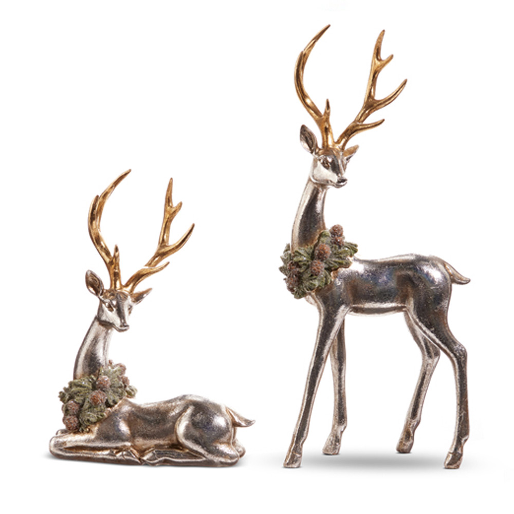 Raz - Silver Deer with Wreath Set 2pce | Peter's of Kensington
