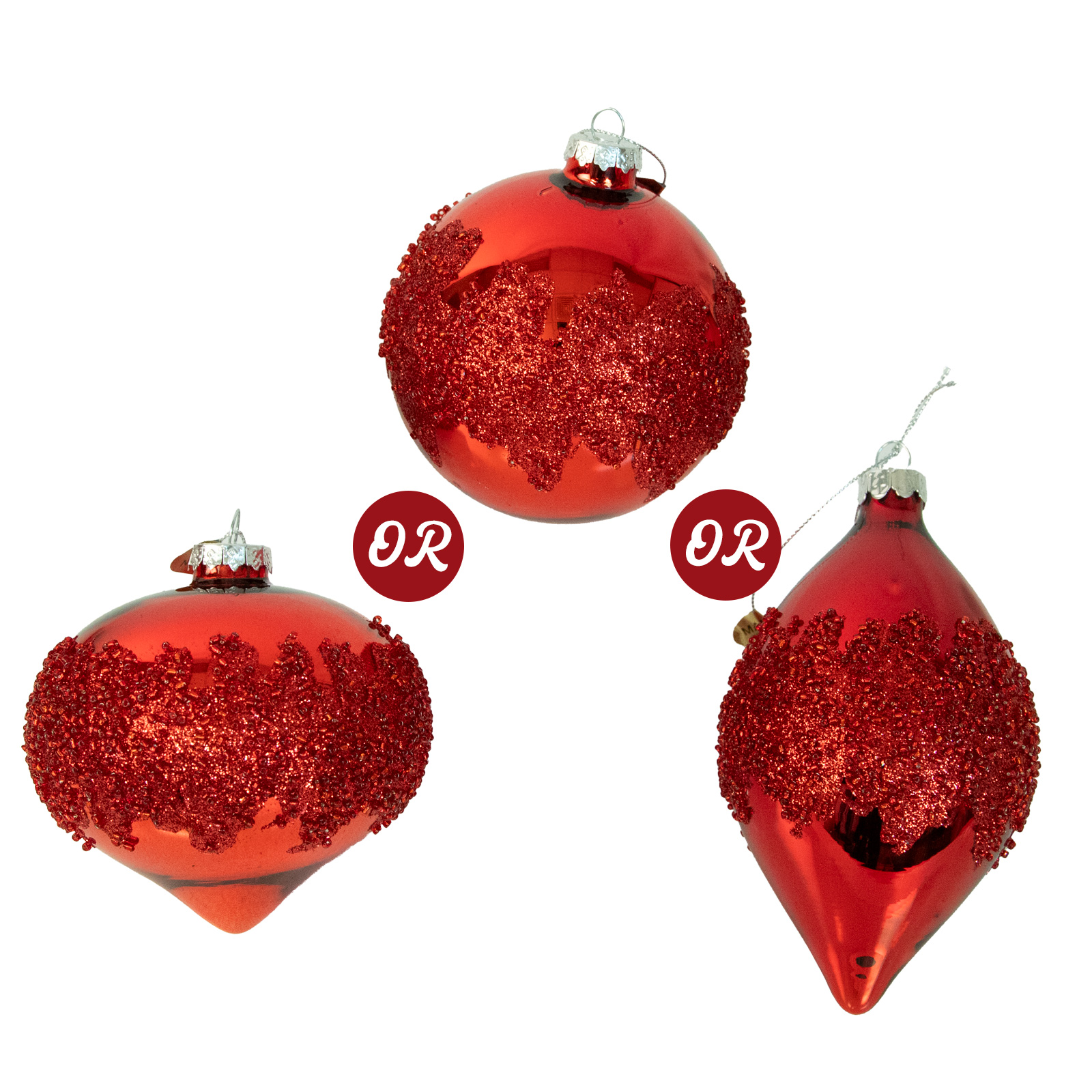 Raz - Red Beaded Ornament Assorted | Peter's of Kensington
