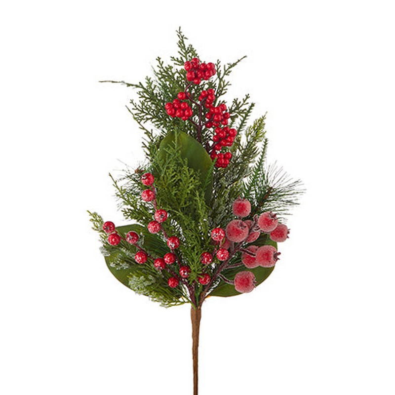 Raz - Iced Berry and Mixed Greenery Pick | Peter's of Kensington