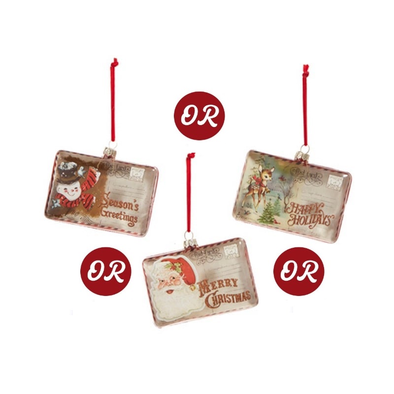 Raz - Vintage Postcard Ornament 10cm Assorted | Peter's of Kensington