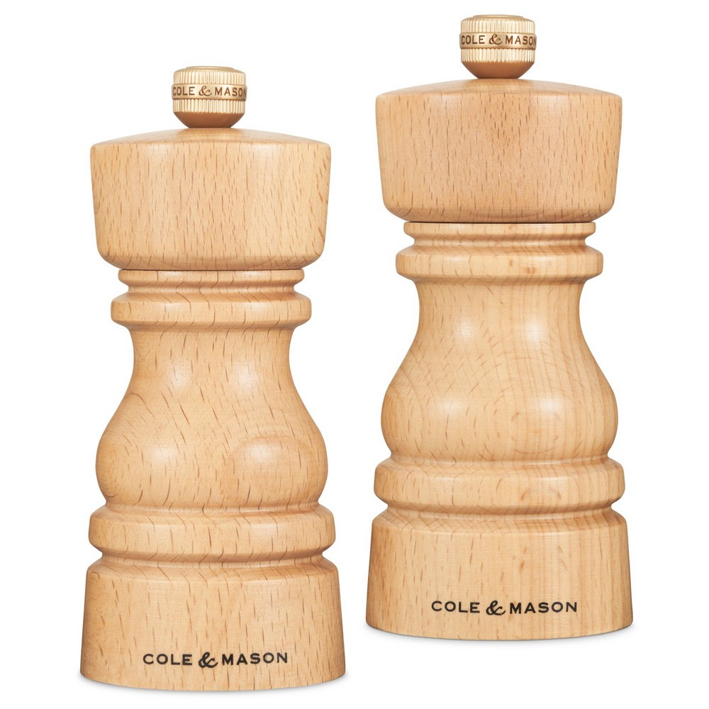 Cole & Mason - London Natural Beech Wood Salt & Pepper Mill Set 2pce ...