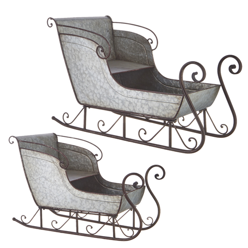 Raz - Galvanized Sleigh Set 2pce | Peter's of Kensington