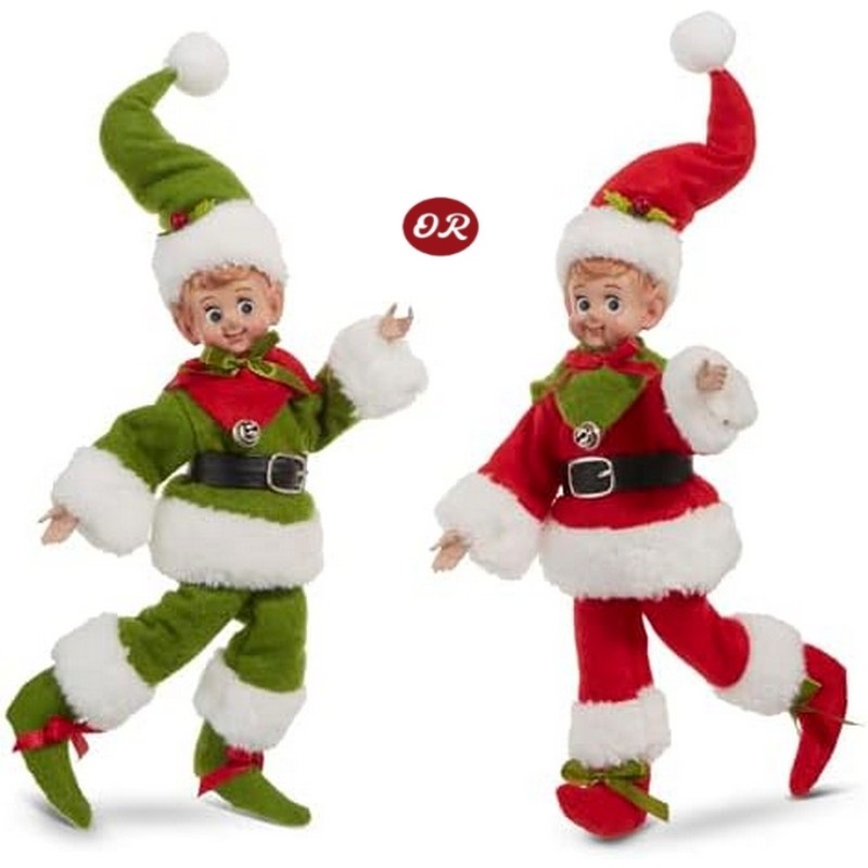 Raz - Vintage Posable Elf Red/Green 25cm Assorted | Peter's of Kensington
