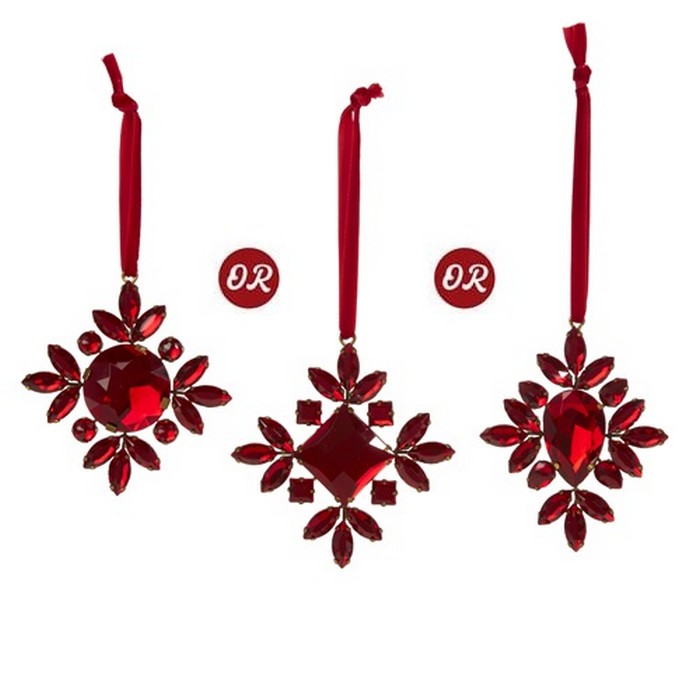 Raz - Red Jeweled Snowflake Ornament | Peter's of Kensington